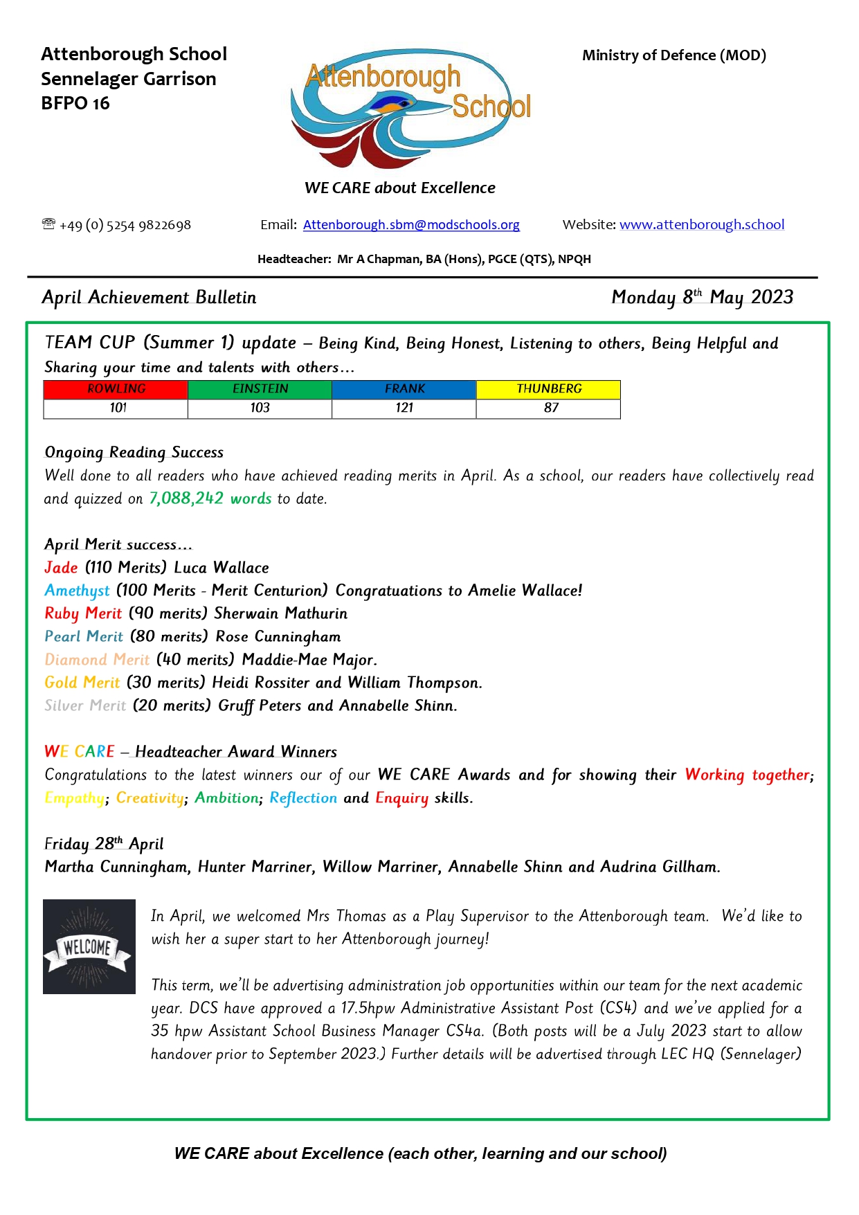 Achievement Bulletins - Attenborough School