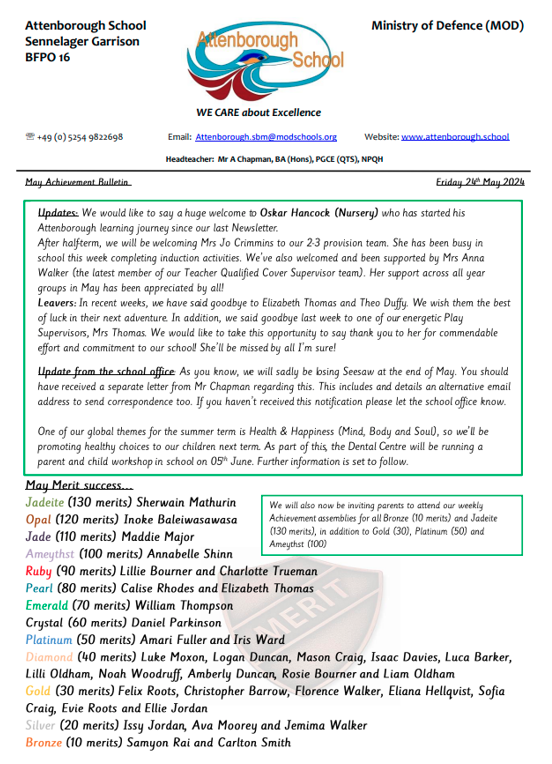 Newsletters & Achievement Bulletins - Attenborough School